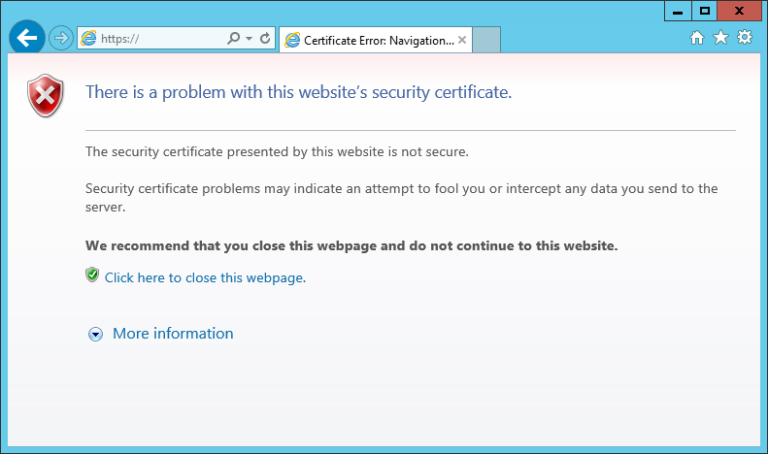 Certificate error: "Continue to this website" is missing - PALVELIMET.NET